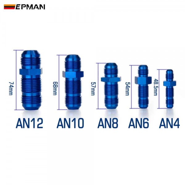 TANSKY AN4 AN6 AN8 AN10 AN12 Flare Bulkhead Straight Male Fuel Oil Hose Fitting Adapter -AN4 ...